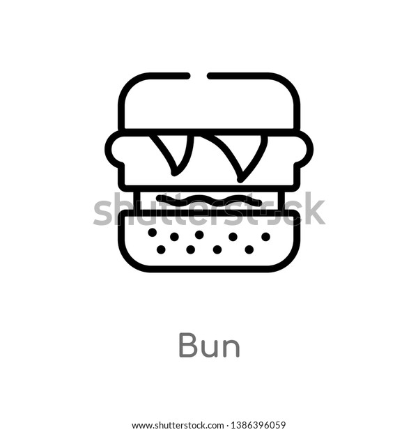 Outline Bun Vector Icon Isolated Black Stock Vector (Royalty Free ...