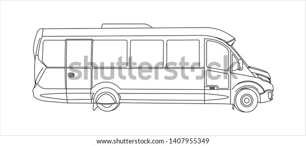 Outline Bus Side View Tourist Bus Stock Vector (Royalty Free ...