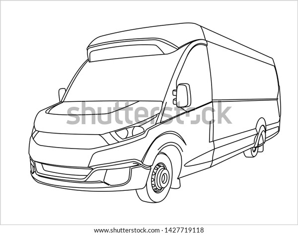 Outline Bus Three Quarter View Tourist: vector de stock (libre de ...