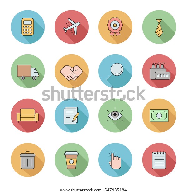 Outline Business Circle Icons Vector Set Stock Vector (Royalty Free ...