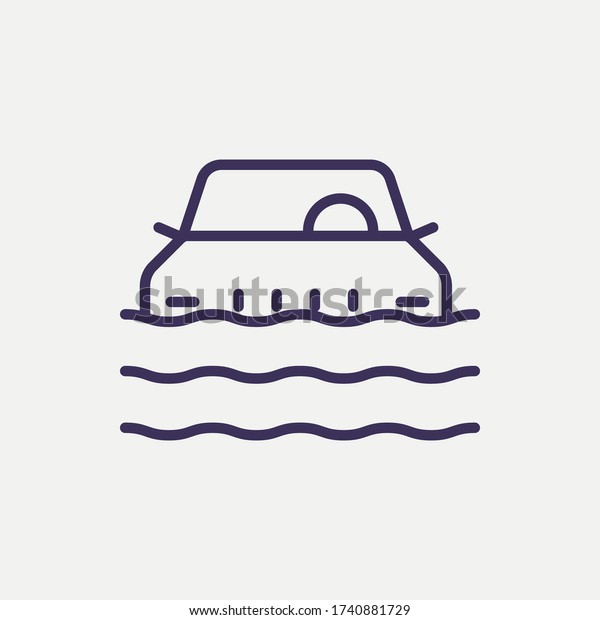 Outline Car Sinking Icon Sinking Vector Stock Vector (Royalty Free ...