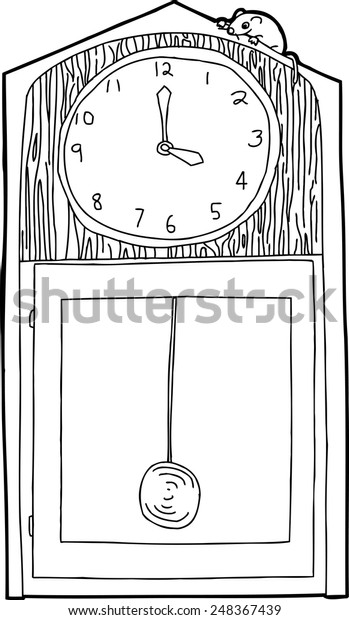 Outline Cartoon Antique Clock Mouse On Stock Vector (Royalty Free ...