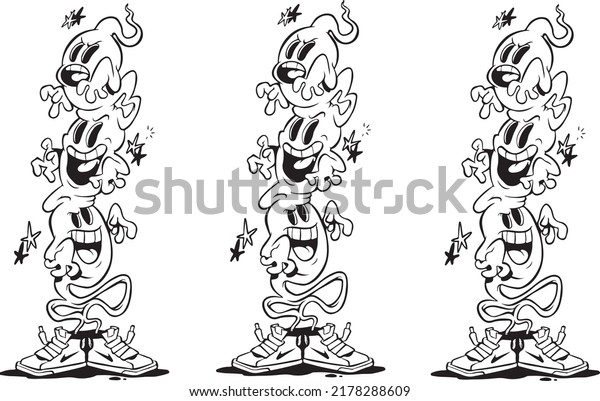 Outline Cartoon Character Vector Illustration Tshirts Stock Vector ...
