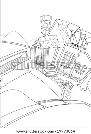 Outline Cartoon House Stock Vector (Royalty Free) 19993864 - Shutterstock