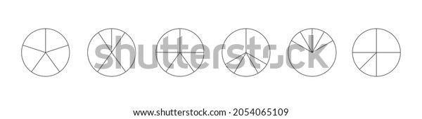 Outline Circles Divided 5 Segments Pie Stock Vector (Royalty Free ...