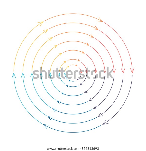 Outline Circular Infographic Arrows Different Radius Stock Vector ...