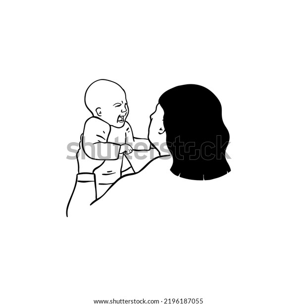 Outline Crying Baby Illustration Vector Cartoon: เวกเตอร์สต็อก (ปลอดค่า ...