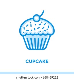 Outline Cupcake Icon Vector Pictogram Suitable Stock Vector (Royalty ...