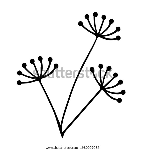 Outline Dandelion Simple Silhouette Vector Bouquet Stock Vector ...