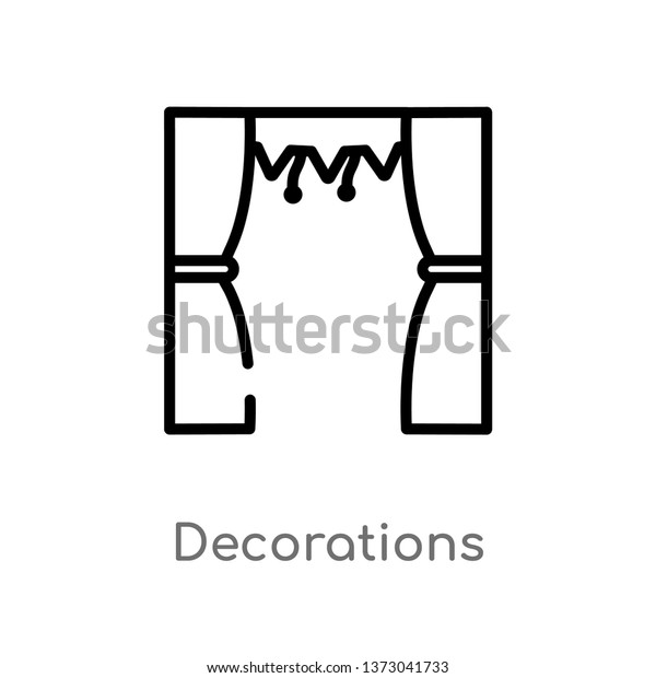 Outline Decorations Vector Icon Isolated Black Stock Vector (Royalty ...