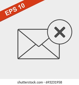 Outline Delete Email Icon On Isolated Stock Vector (Royalty Free ...