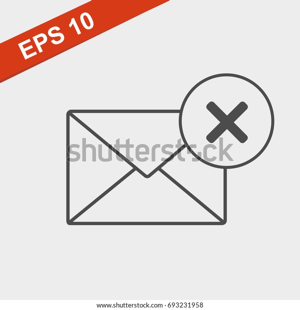 Outline Delete Email Icon On Isolated Stock Vector (Royalty Free ...