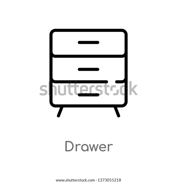 Outline Drawer Vector Icon Isolated Black Stock Vector (Royalty Free ...