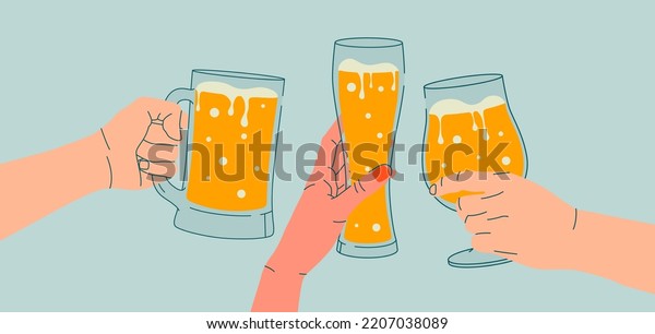 Outline Drawing Cheers Mans Hands Holding Stock Vector (Royalty Free ...