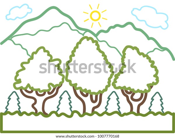 Outline Drawing Landscape Stock Vector (Royalty Free) 1007770168 ...