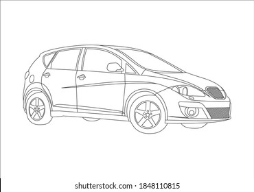 Continuous Line Drawing Motor Car: เวกเตอร์สต็อก (ปลอดค่าลิขสิทธิ์ ...