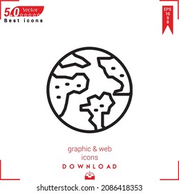 Outline Earth Icon Earth Icon Vector Stock Vector (Royalty Free ...