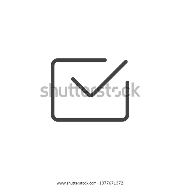 Outline Email Icon Check Mark Envelope Stock Vector (Royalty Free ...