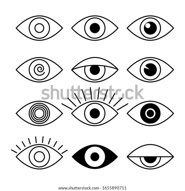 Outline Eye Icons Sight Vision Pictogram Stock Vector (Royalty Free ...