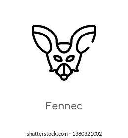 Outline Fennec Vector Icon Isolated Black Stock-vektor (royaltyfri ...