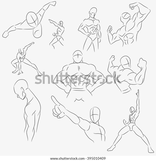 Outline Figures Men Stock Vector (Royalty Free) 395010409