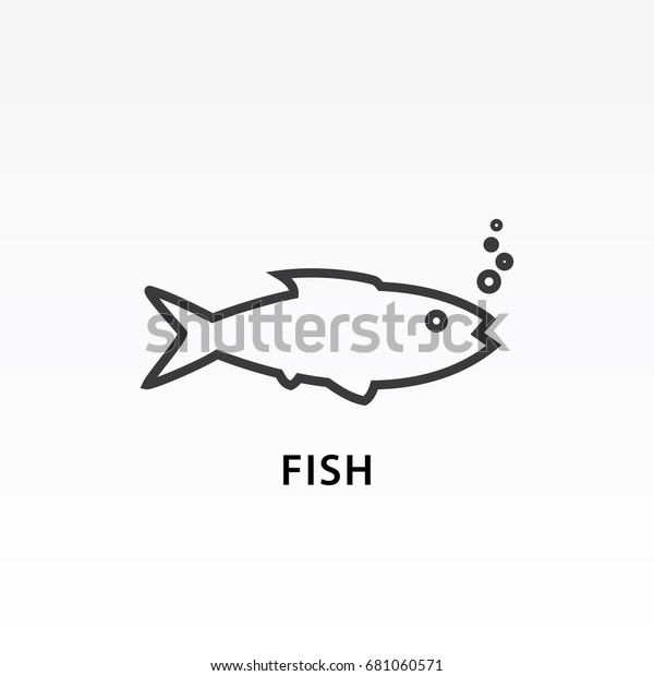 Outline Fish Icon Vector Illustration On Stock Vector (Royalty Free ...