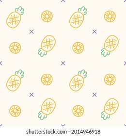 Outline Flat Cute Minimal Pineapple Vector Stock Vector (Royalty Free ...
