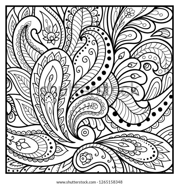 Outline Floral Pattern Coloring Book Page Stock Vector (Royalty Free ...