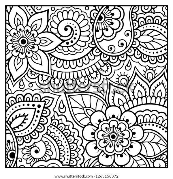 Outline Floral Pattern Coloring Book Page Stock Vector (Royalty Free ...