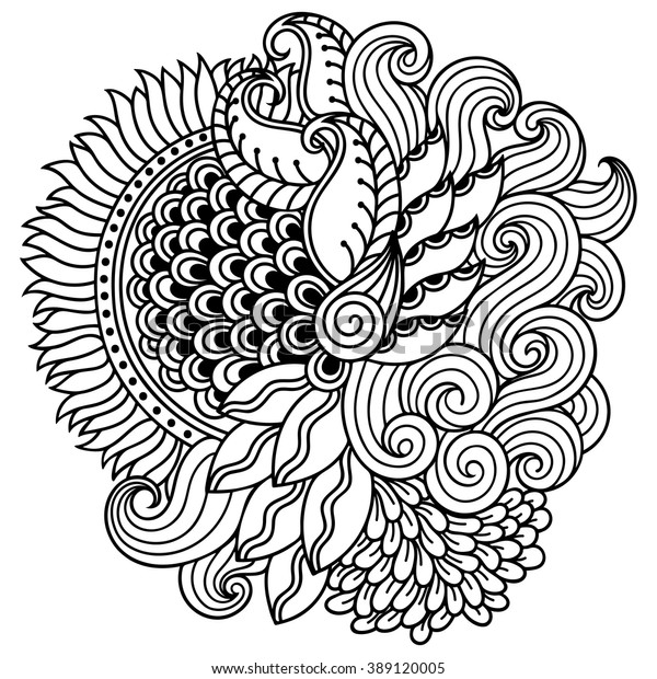 Outline Floral Pattern Coloring Book Page Stock Vector (Royalty Free ...