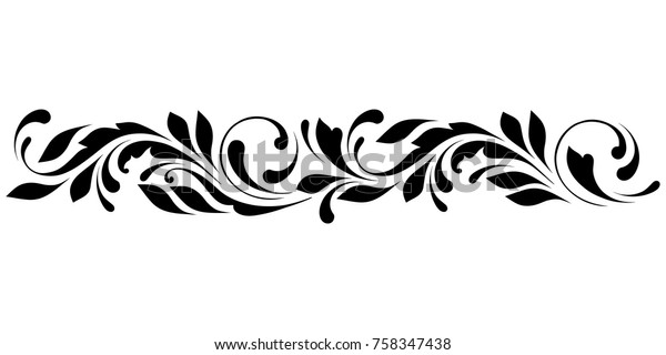 Outline Floral Pattern Ornamental Border Ribbons Stock Vector (Royalty ...