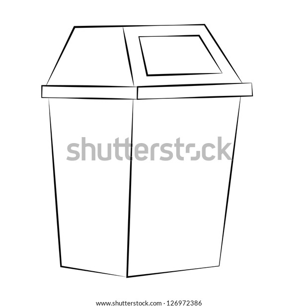 Vektor Stok Outline Garbage Can Recycle Bin On (Tanpa Royalti ...