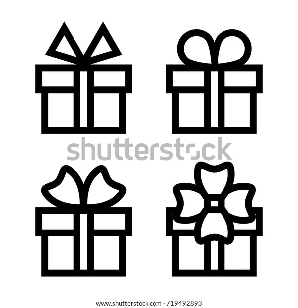Outline Gift Box Icon Set Vector Stock Vector (Royalty Free) 719492893 ...