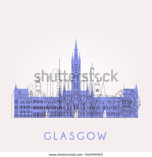 Outline Glasgow Skyline Landmarks Vector Illustration Stock Vector ...