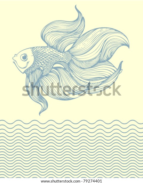 Outline Gold Fish Stock Vector (Royalty Free) 79274401 | Shutterstock