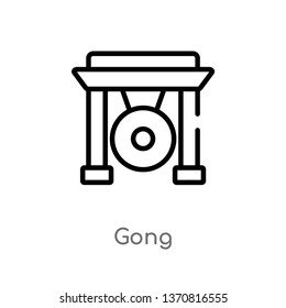 Outline Gong Vector Icon Isolated Black Stock Vector (Royalty Free ...