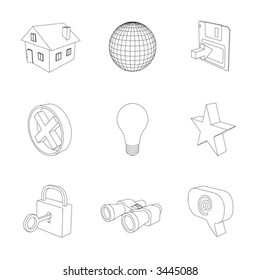 Outline Gray 3d Icon Set 01 Stock Vector (Royalty Free) 3445088 ...
