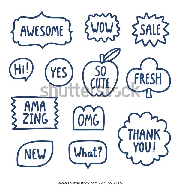 Vektor Stok Outline Hand Drawn Phrases Vector Collection (Tanpa Royalti ...