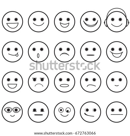 Outline Hand Drawn Smiley Faces Basic Stock Vector (Royalty Free ...