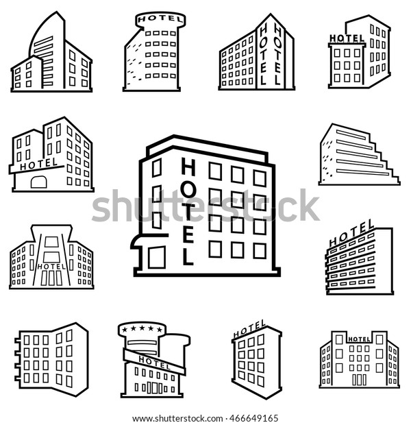 Outline Hotel Vector Icons Set : image vectorielle de stock (libre de ...