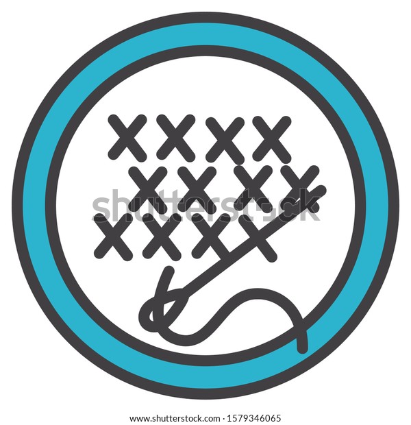 Outline Icon Cross Stitching Needle Thread Stock Vector (Royalty Free ...