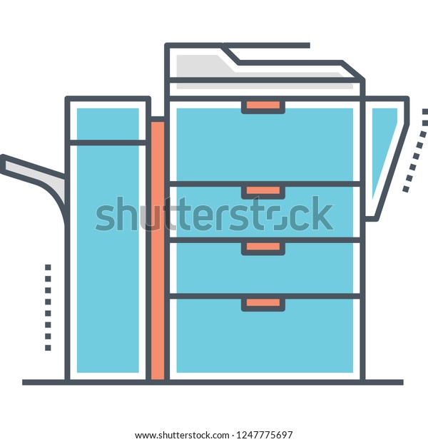 Outline Icon Photocopy Machine Vector Illustration Stock Vector ...