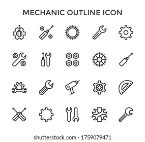 Outline Icon Set Mechanical Equipment Stock Vector (Royalty Free ...