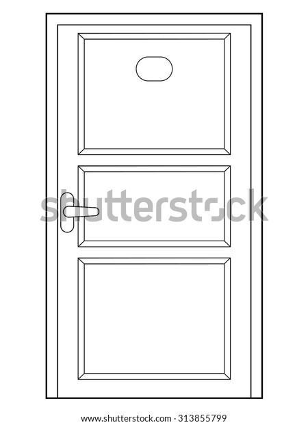 Outline Illustration Closed Door Front View Stock Vector (Royalty Free ...