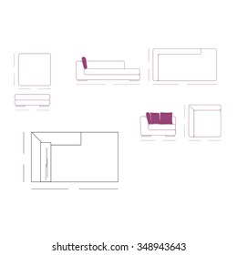 Outline Illustration Couch Plan Stock Vector (Royalty Free) 348943643 ...
