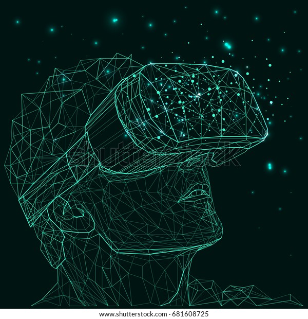 Outline Illustration Human Virtual Reality Glasses Stock Vector ...
