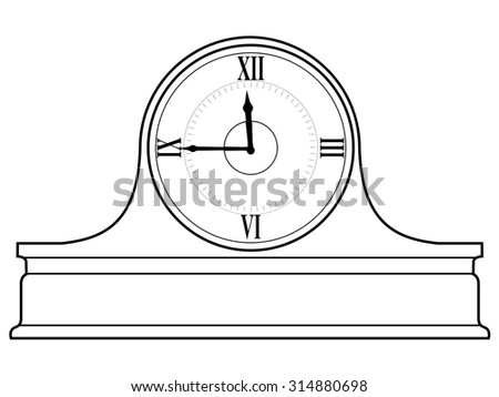 Outline Illustration Mantel Clock Stock Vector (Royalty Free) 314880698 ...