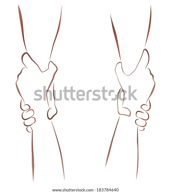 Outline Illustration Pair Forearms Rescuing Grip Stock Vector (Royalty ...
