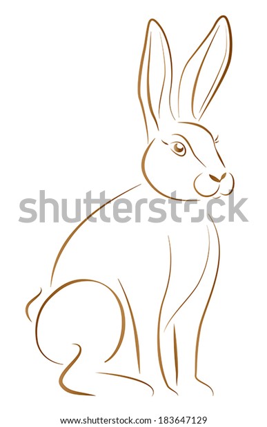Outline Illustration Sitting Rabbit Big Ears Stock Vector (Royalty Free ...