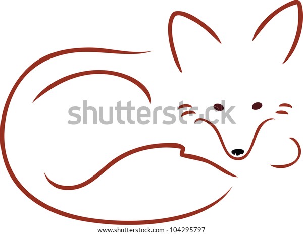 Outline Image Cute Red Fox Curled Stock Vector (Royalty Free) 104295797
